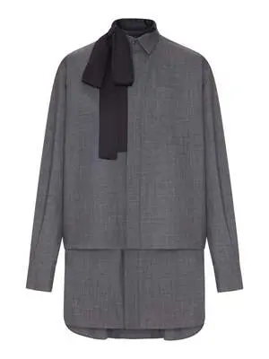 Sacai Shirt Dress With Integrated Scarf - Gray
