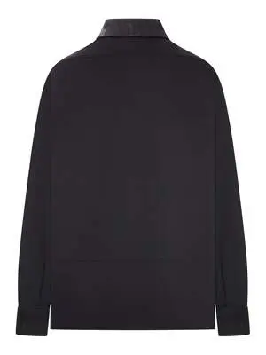 Bottega Veneta Wool Shirt With Braided Leather Collar
