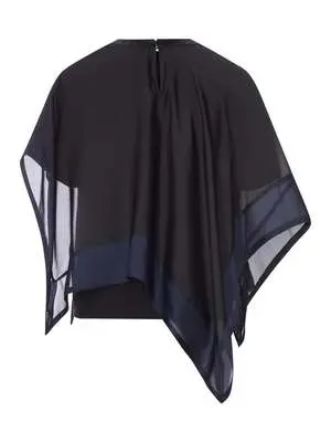 Sacai Cotton T-shirt With Chiffon Cape