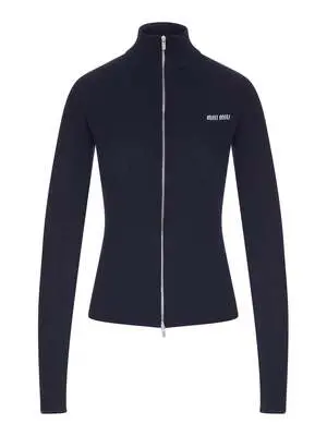 Miu Miu Ribbed Zip-up Cardigan - Blue