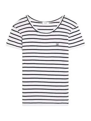 Celine Striped Silk Jersey T-shirt - Multicolor
