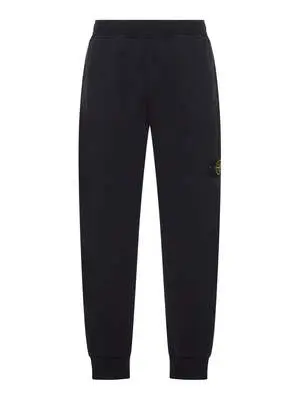 Stone Island Cotton Joggers With Compass Logo - Black