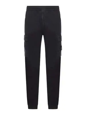 Stone Island Tapered Cargo Pants With Drawstring Waist - Black
