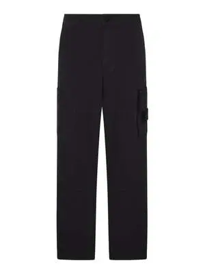 Stone Island Cotton Ripstop Cargo Trousers - Black
