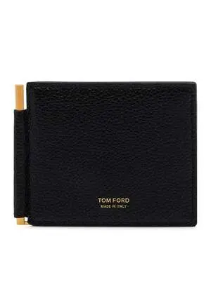 TOM FORD Soft Grain Leather Money Clip Wallet - Black