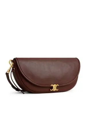 Celine Triomphe Small Crescent Soft Bag In Soft Glossy Lambskin