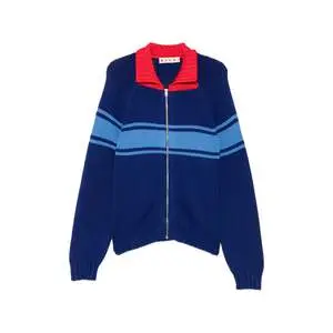 Marni Zip-up Cardigan With Horizontal Stripes - Blue