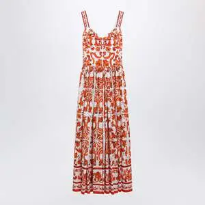 Dolce & Gabbana Majolica-print Cotton Maxi Dress - Orange