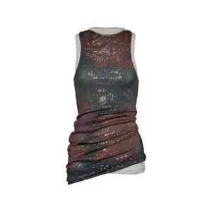 MAISON MARGIELA Maison Margiela Sleeveless High Neck Top With Iridescent Finish Green