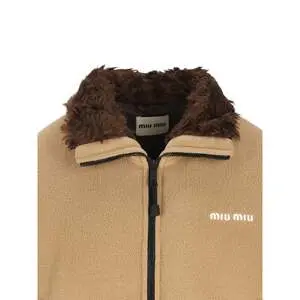 Miu Miu Neutrals Coats Faux Fur Coats