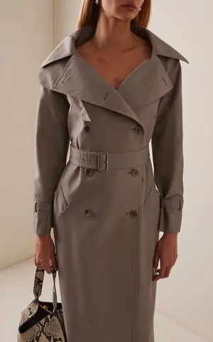 Max Mara Cotton Trench Coat - Grey