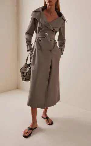 Max Mara Cotton Trench Coat - Grey