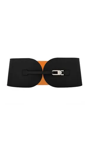 VAINCOURT L'exquise Large Leather Beige Belt - Black
