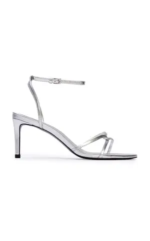 BLACK SUEDE STUDIO Miley Metallic Leather Sandals Silver