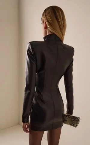 LAQUAN SMITH Leather Zip-front Mini Dress