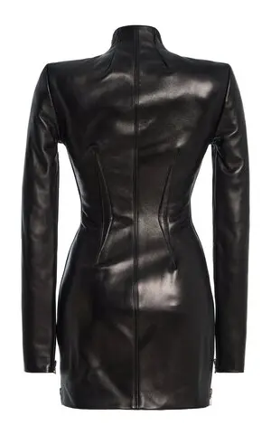 LAQUAN SMITH Leather Zip-front Mini Dress