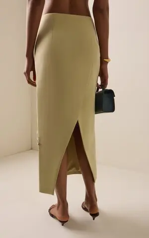 LEO LIN Exclusive Embroidered Satin Midi Skirt