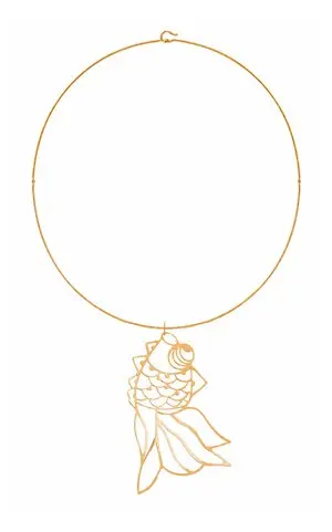 Ginette Ny Jumbo Fish Charm On Articulated Wire Necklace