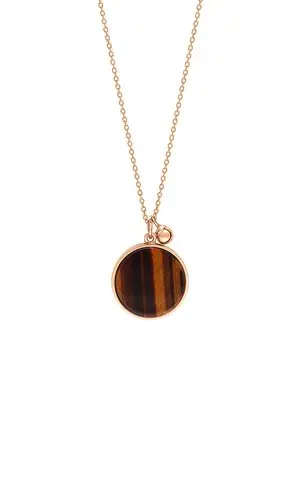 Ginette Ny Ever Tiger's Eye Disc On Chain Necklace - Brown