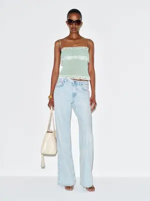 REFORMATION Masiey Lace Trimmed Camisole - Green