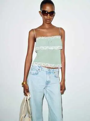 REFORMATION Masiey Lace Trimmed Camisole - Green