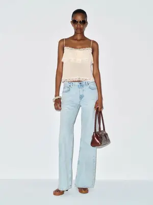 REFORMATION Masiey Lace Trim Top - Ivory
