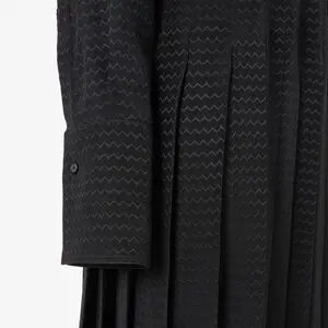 Fendi Midi Shirt Dress With Pleated Skirt In Chevron Jacquard - Black
