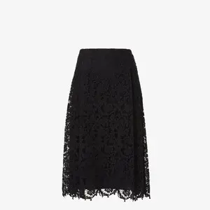 Fendi Macramé Lace Midi Skirt - Black
