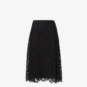 Fendi Macramé Lace Midi Skirt - Black