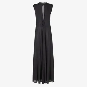 Fendi Silk Satin Sleeveless Dress With Knot Detail