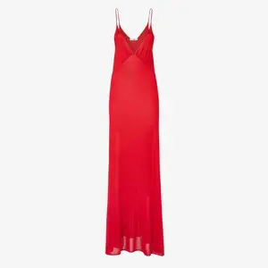 Fendi Sleeveless Silk Slip Dress - Red