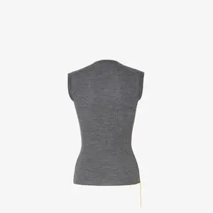 Fendi Rib Knit V-neck Sleeveless Top