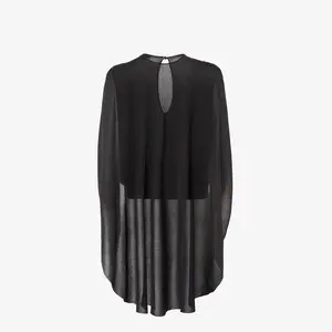 Fendi Silk Satin Cape Effect Top