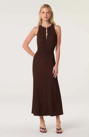 Astr The Label Skyla Keyhole Ruched Maxi Dress