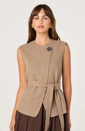 Astr The Label Darrien Belted Asymmetric Vest