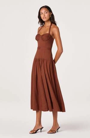 Astr The Label Katinka Belted Halter Midi Dress