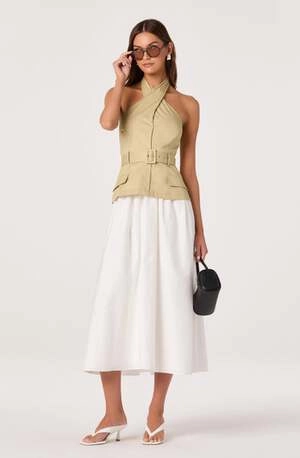 Astr The Label Faux Two-piece Halter Midi Dress