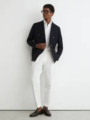 REISS Osteria Wool Herringbone Double-breasted Blazer Tailored-fit