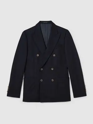 REISS Osteria Wool Herringbone Double-breasted Blazer Tailored-fit