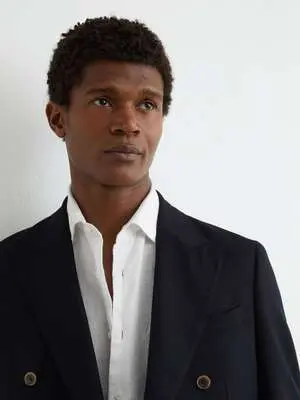 REISS Osteria Wool Herringbone Double-breasted Blazer Tailored-fit