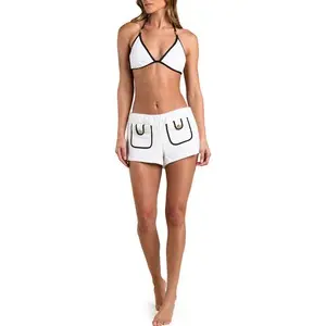 L'Agence Fine Line Amiya Cotton Cover-up Shorts - White