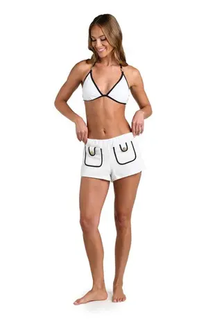 L'Agence Fine Line Amiya Cotton Cover-up Shorts
