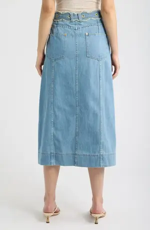 Farm Rio Tie Waist Midi Skirt With Golden Hardware