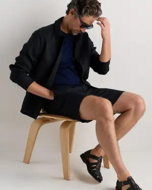 Quince Cotton-silk Short Sleeve Crewneck Sweater - Navy