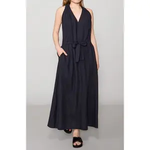 MELLODAY Racerback Halter Maxi Dress - Dark Navy