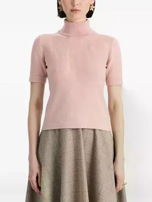 Oscar De La Renta Short-sleeved Knitted Turtleneck T-shirt - Pink