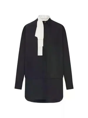 Sacai Mini Layered Pussy-bow Dress - Black