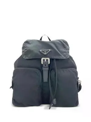 Prada Buckled Drawstring Backpack - Black