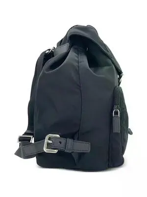 Prada Buckled Drawstring Backpack - Black