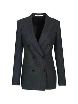 Tagliatore Paris Herringbone Double-breasted Jacket - Grey